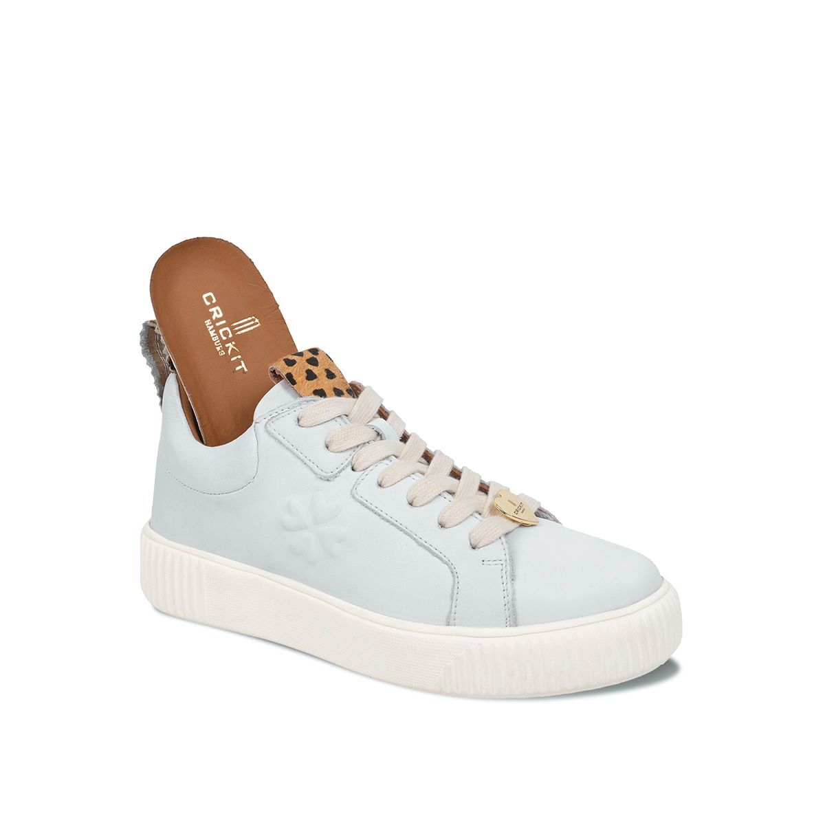 Sneaker für Damen PEACHES Weiss mit Herzblatt und Fell Leo Herzen ...