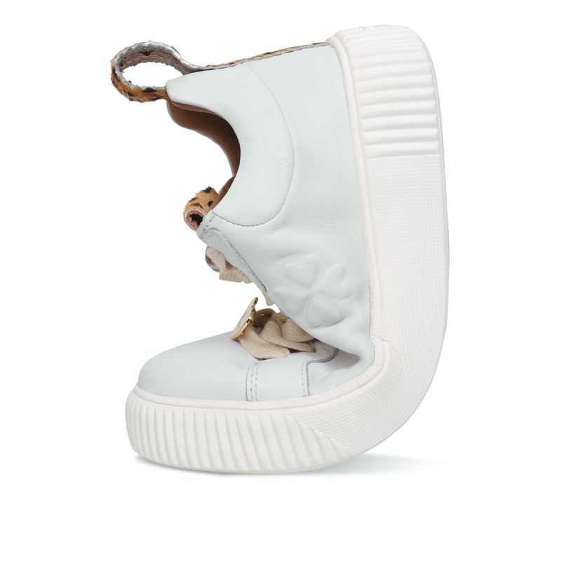 Sneaker für Damen PEACHES Weiss mit Herzblatt und Fell Leo Herzen ...