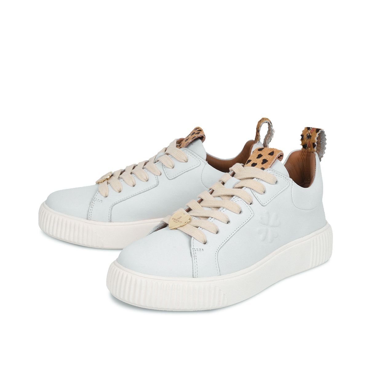 Sneaker für Damen PEACHES Weiss mit Herzblatt und Fell Leo Herzen ...